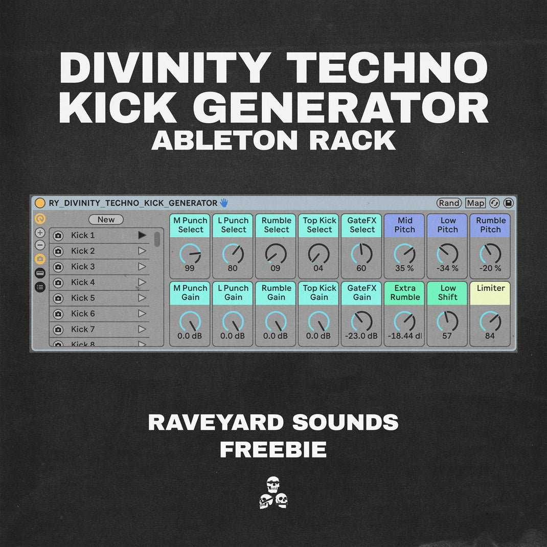 Free Techno & Hard Techno Samples, Kick Generator Rack Raveyard Sounds – RAVEYARD
